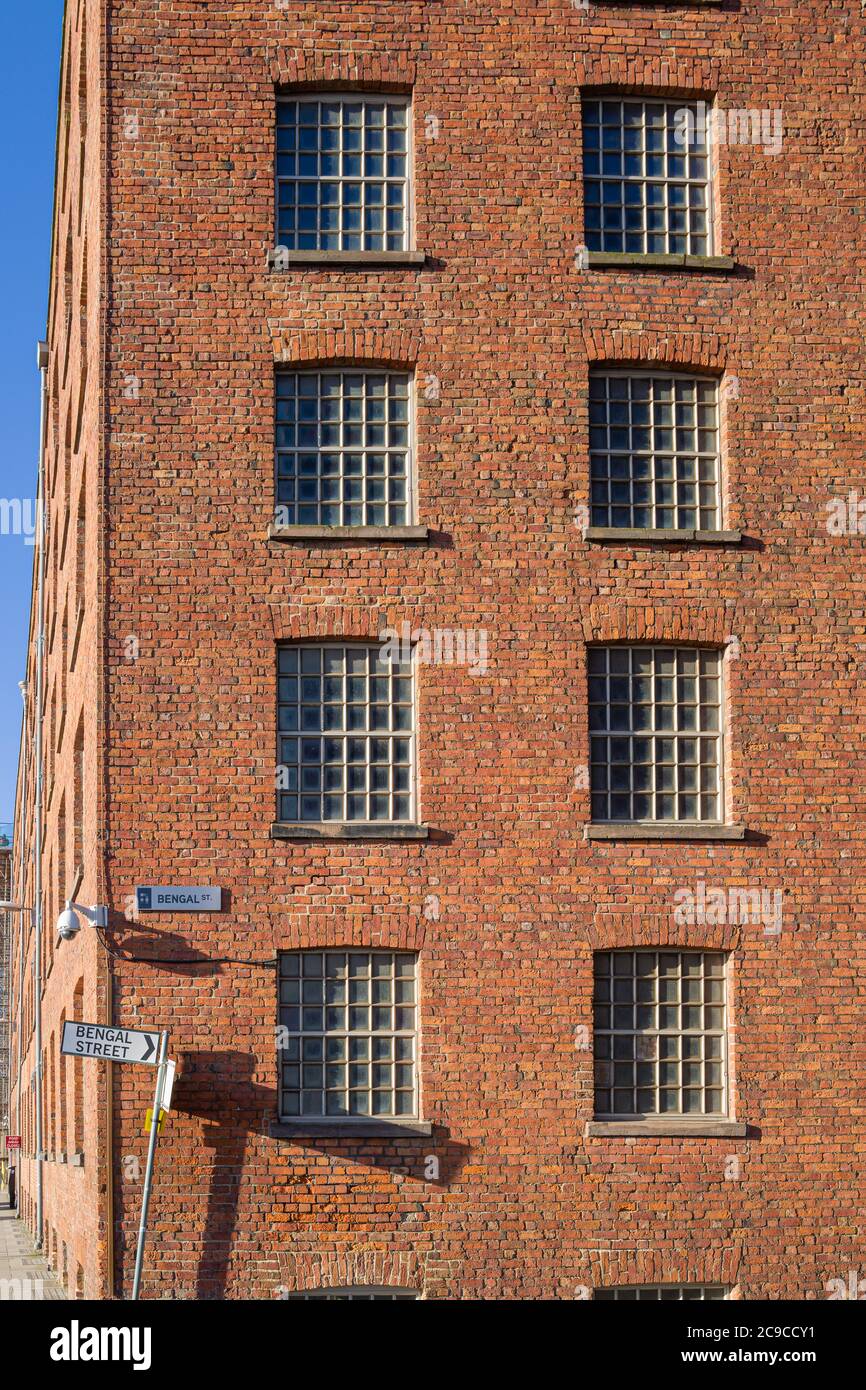 Iconic red brick Murrays' Mills on Bengal Street, Ancoats, Manchester ...
