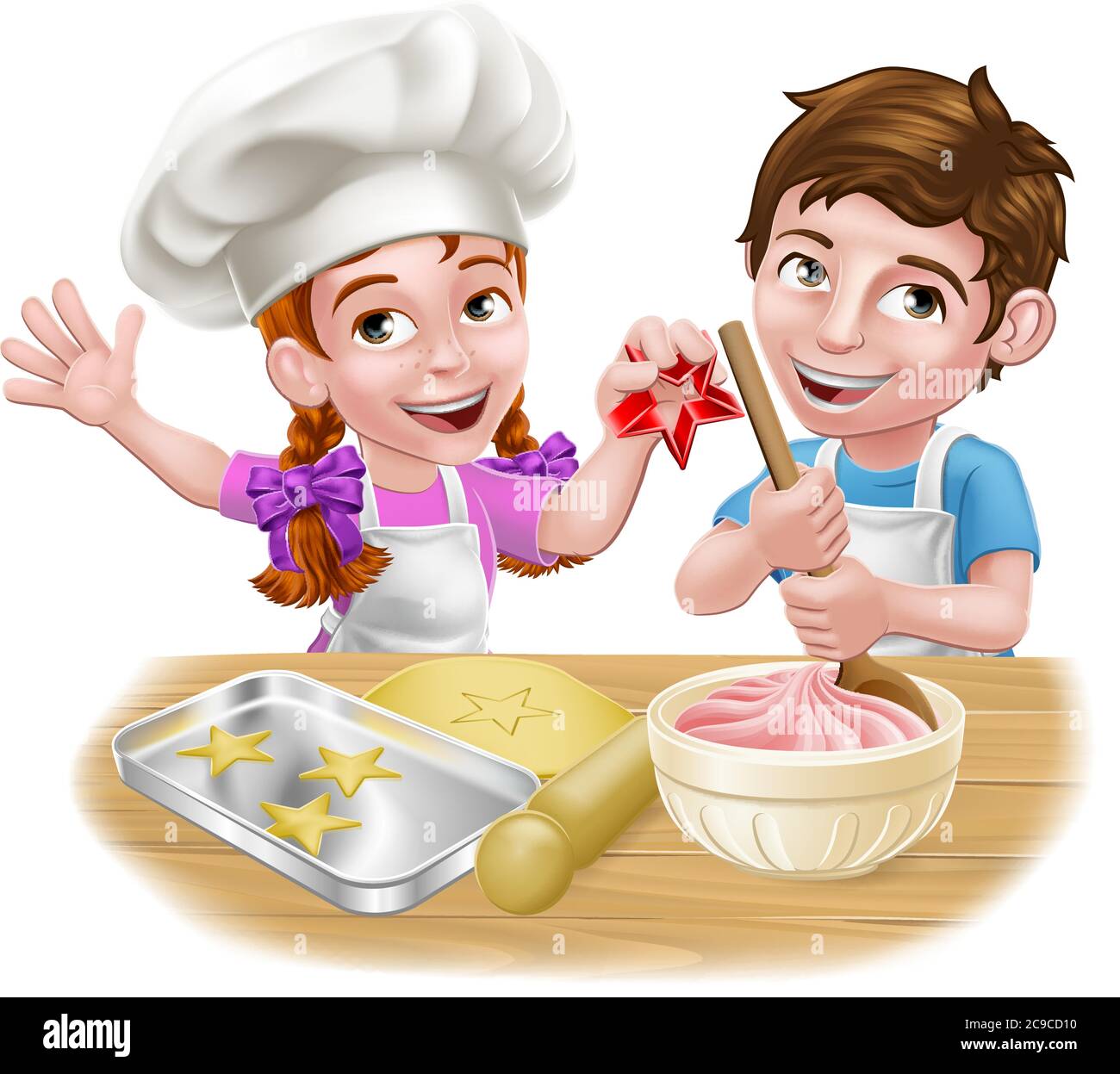 Cartoon People Baking Cakes
