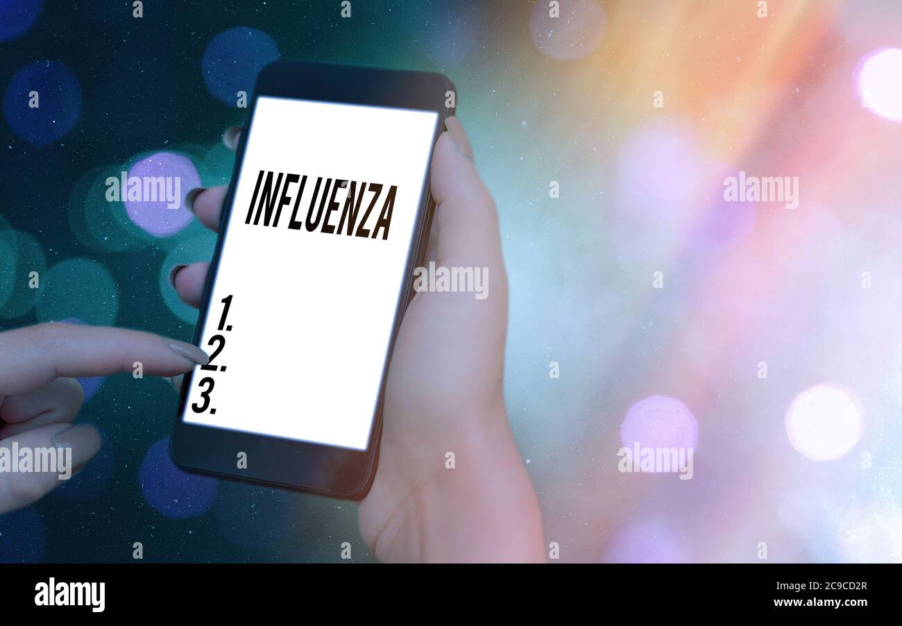 Conceptual hand writing showing Influenza. Concept meaning any of ...