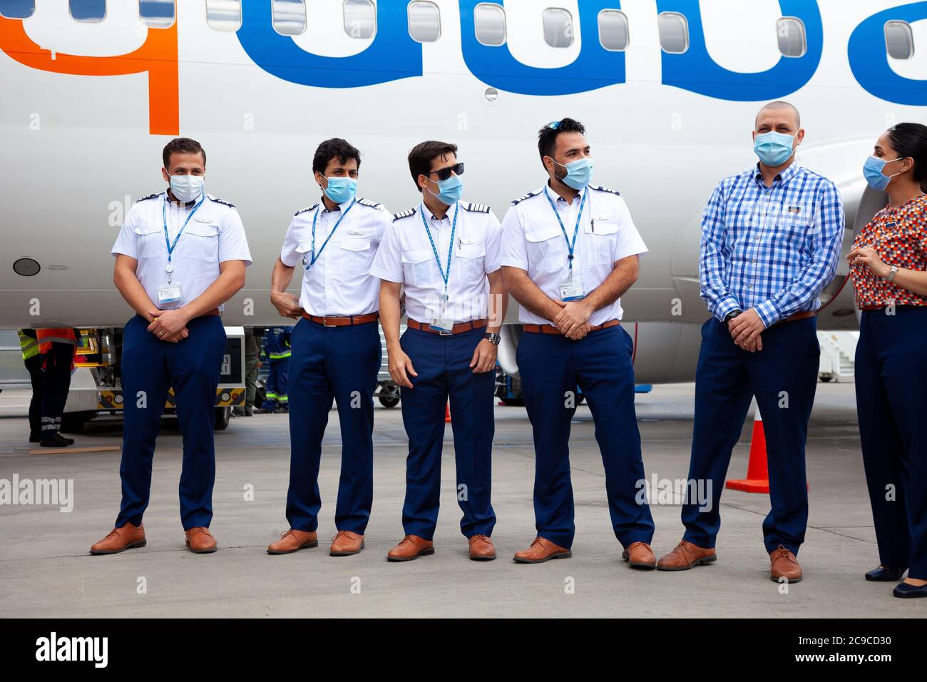 Ukraine, Kyiv - July 8, 2020: The pilot, captain and flight attendant ...