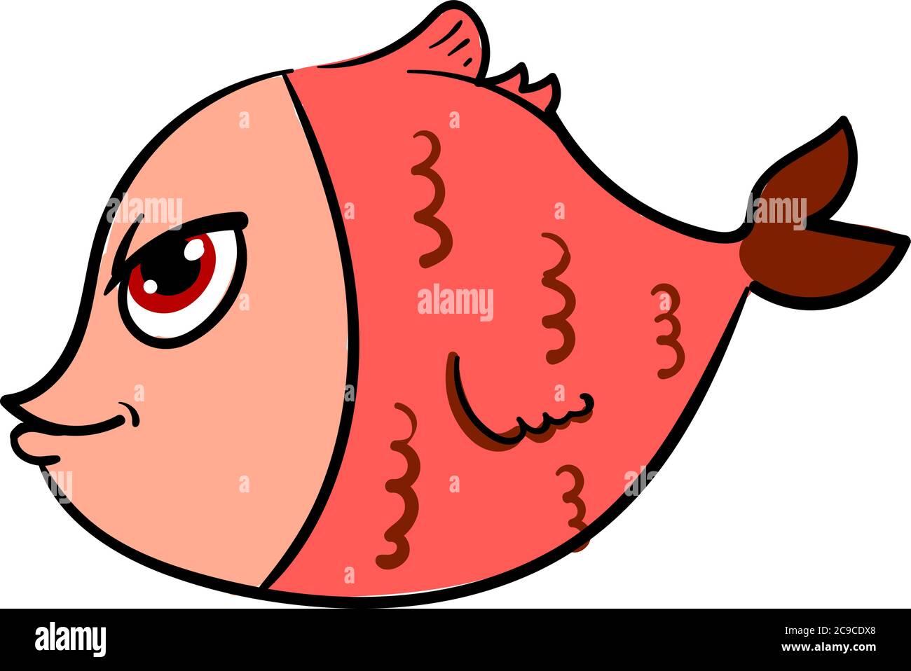 Angry fat fish, illustration, vector on white background Stock Vector ...
