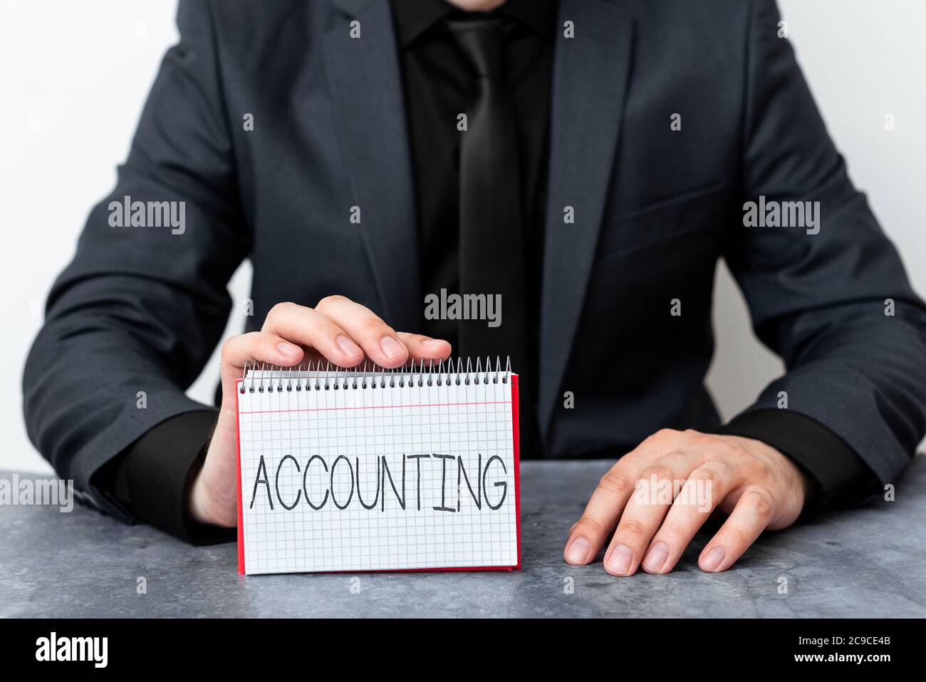 Conceptual hand writing showing Accounting. Concept meaning system of ...
