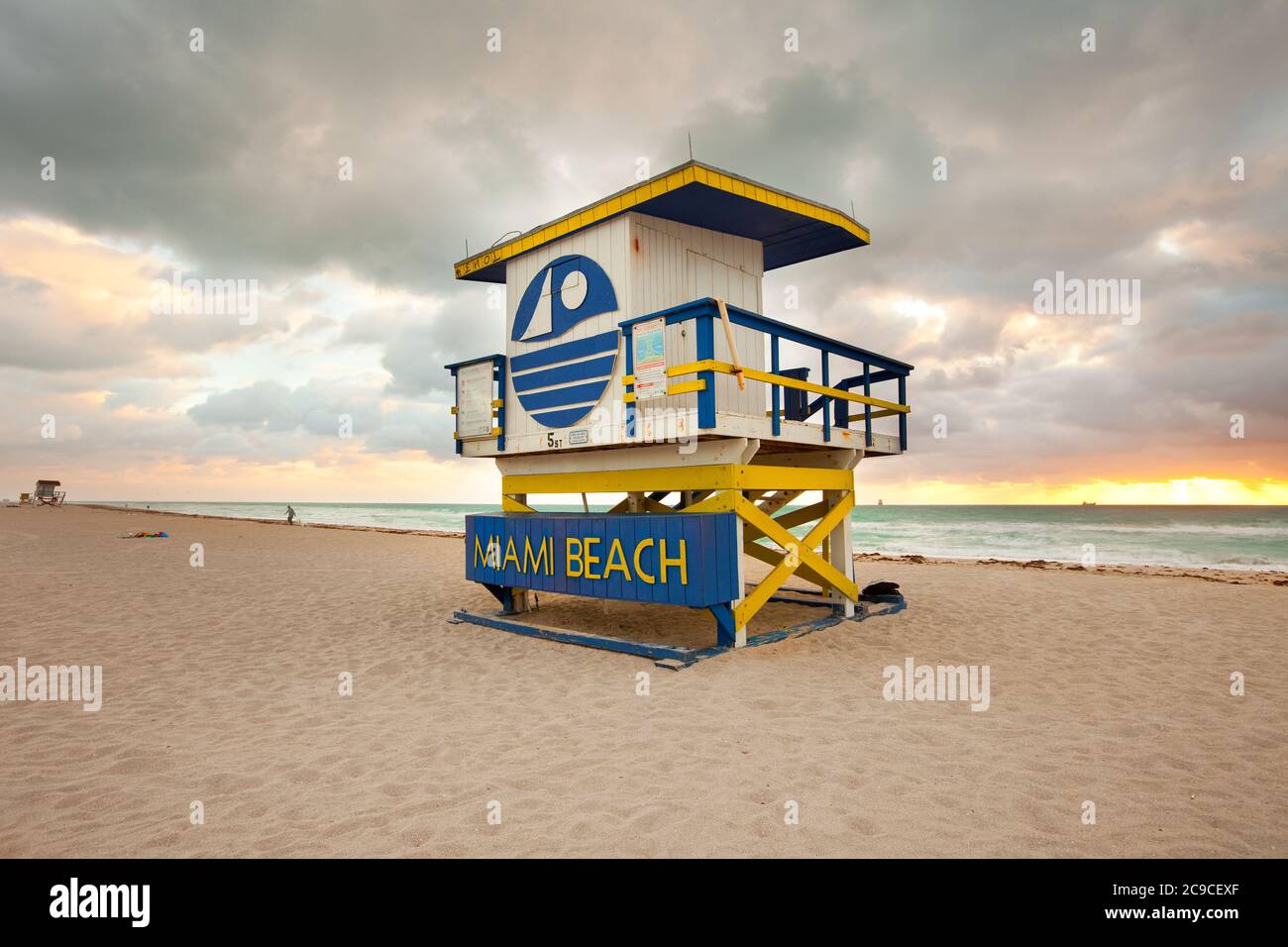 Miami, Florida, United States - Lifeguard Station at dawn in South ...