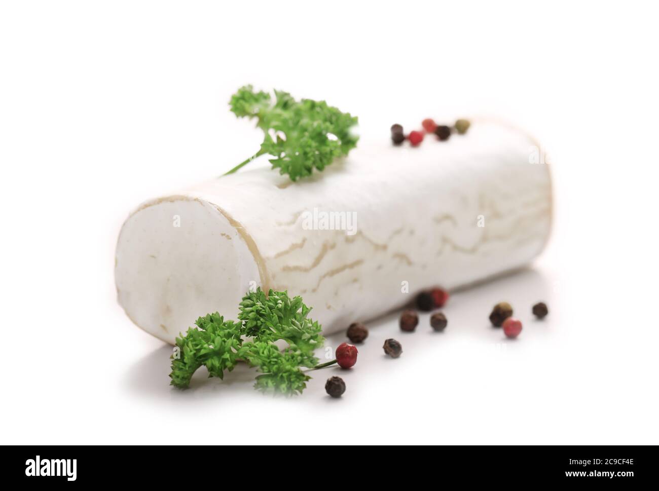 goat cheese isolated on white background, local cheese,aromatic herb ...