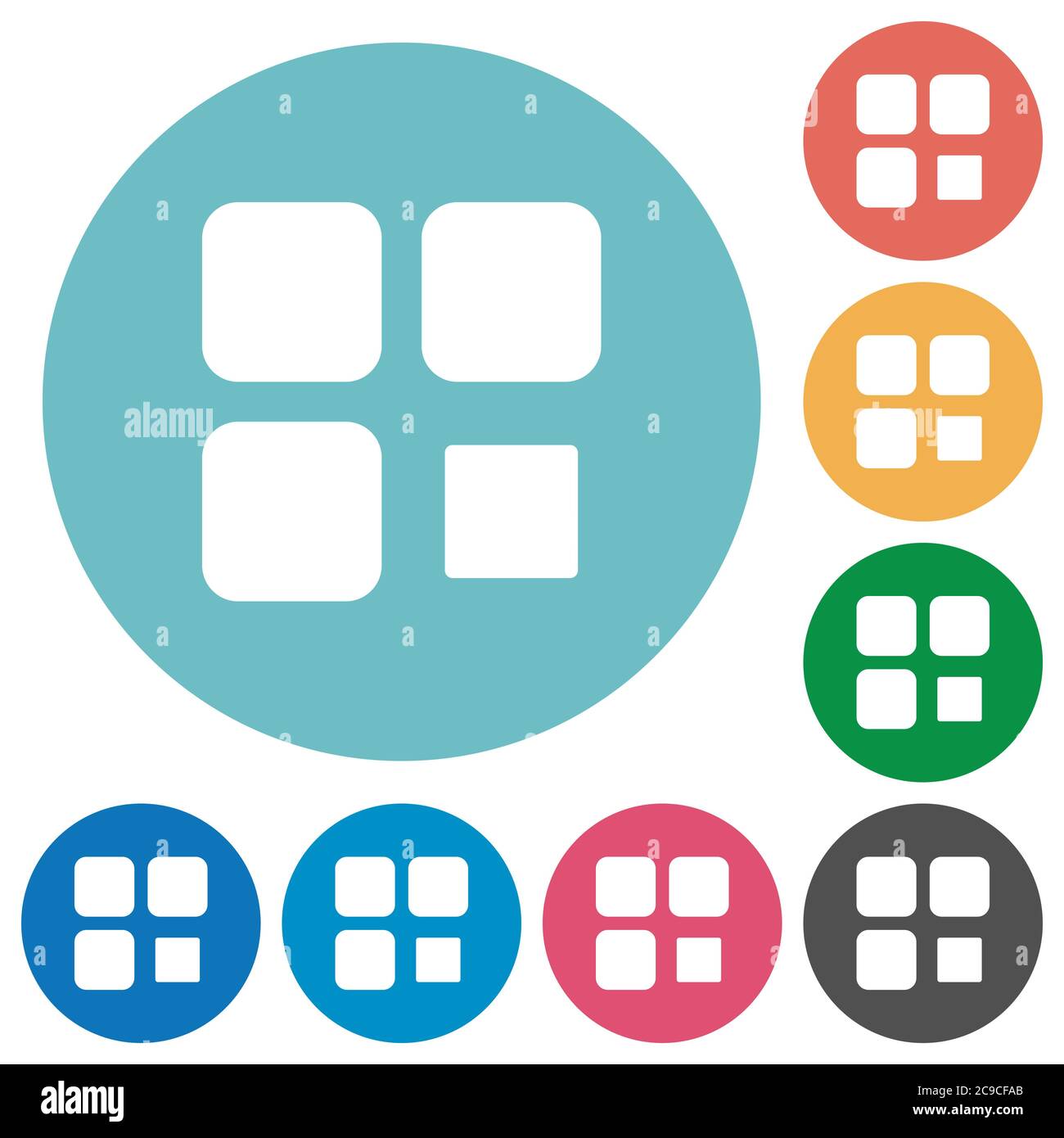Component stop flat white icons on round color backgrounds Stock Vector ...