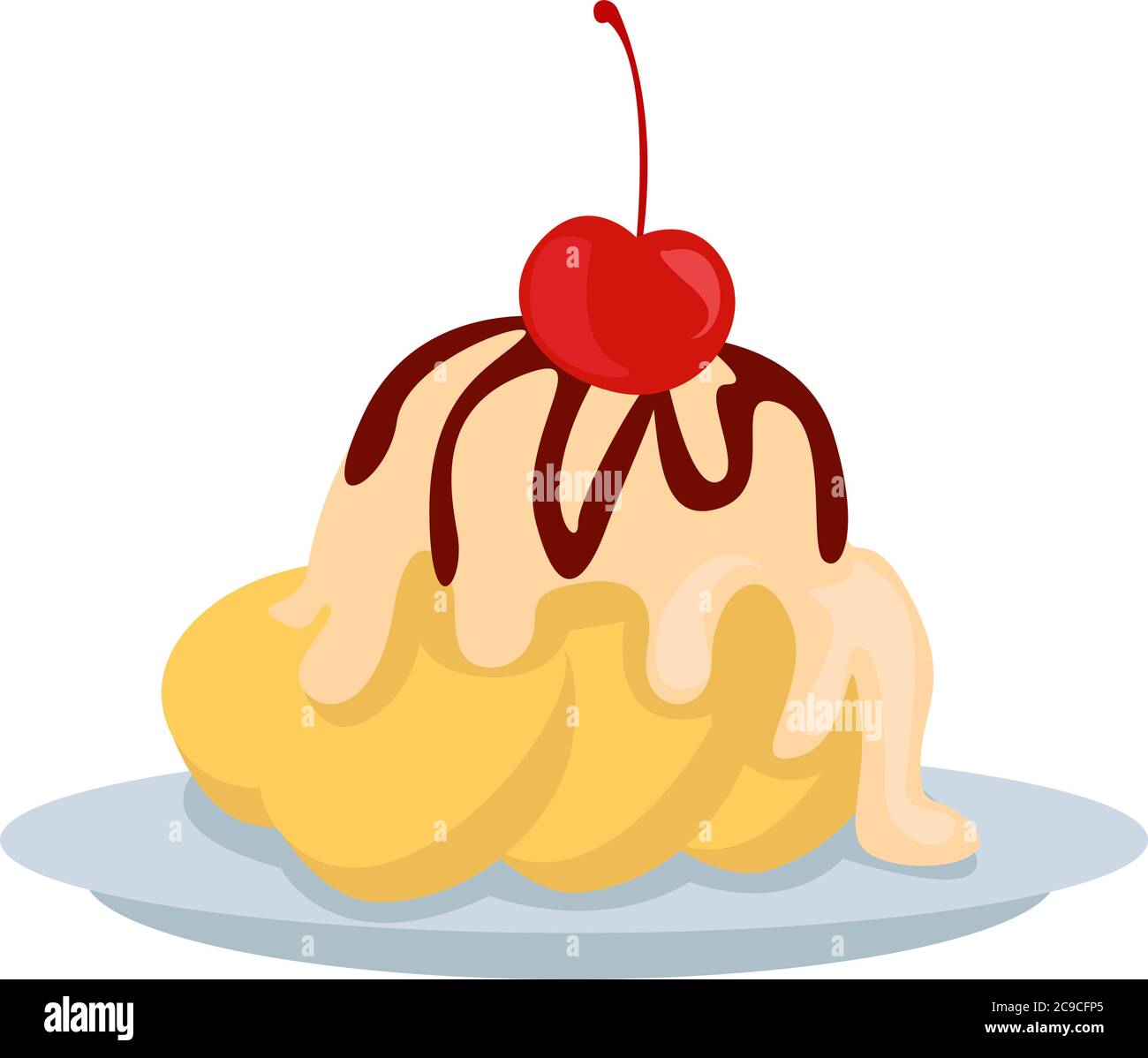 Banana split, illustration, vector on white background Stock Vector ...