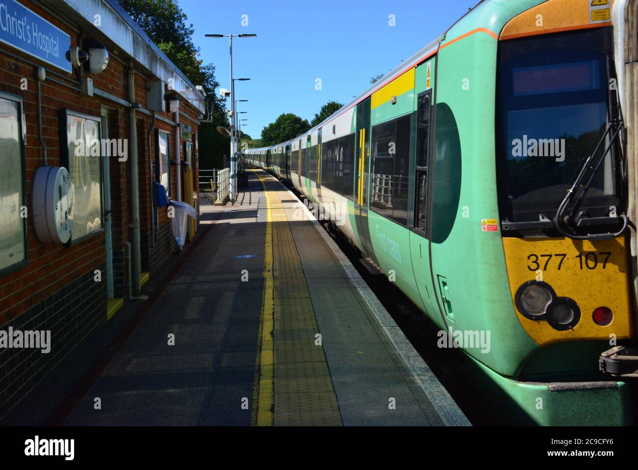 British Rail Class 377 Electrostar at Christs Hospital station Stock Photo - Alamy