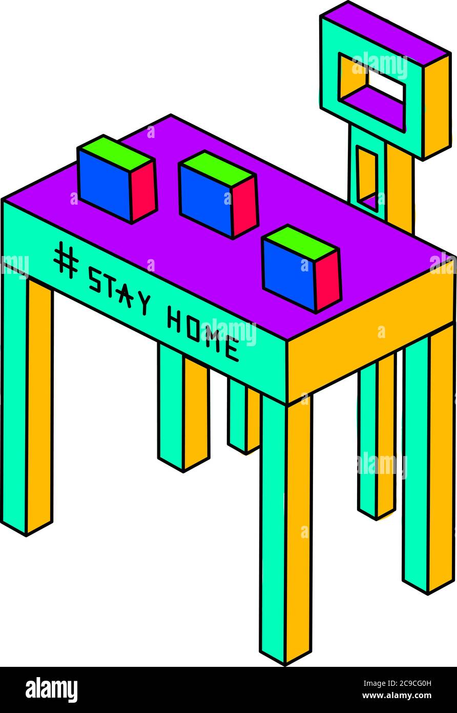 Cubes on the table, illustration, vector on white background Stock ...