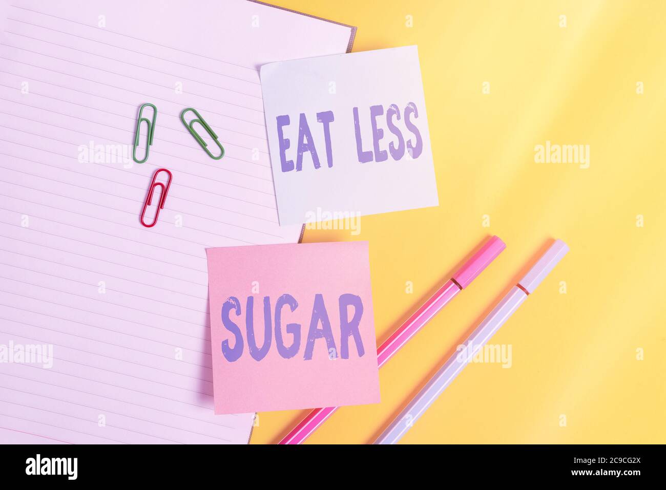 Handwriting text Eat Less Sugar. Conceptual photo reducing sugar intake ...