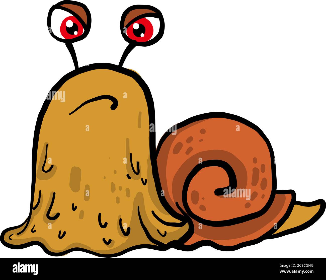 Angry snail, illustration, vector on white background Stock Vector ...