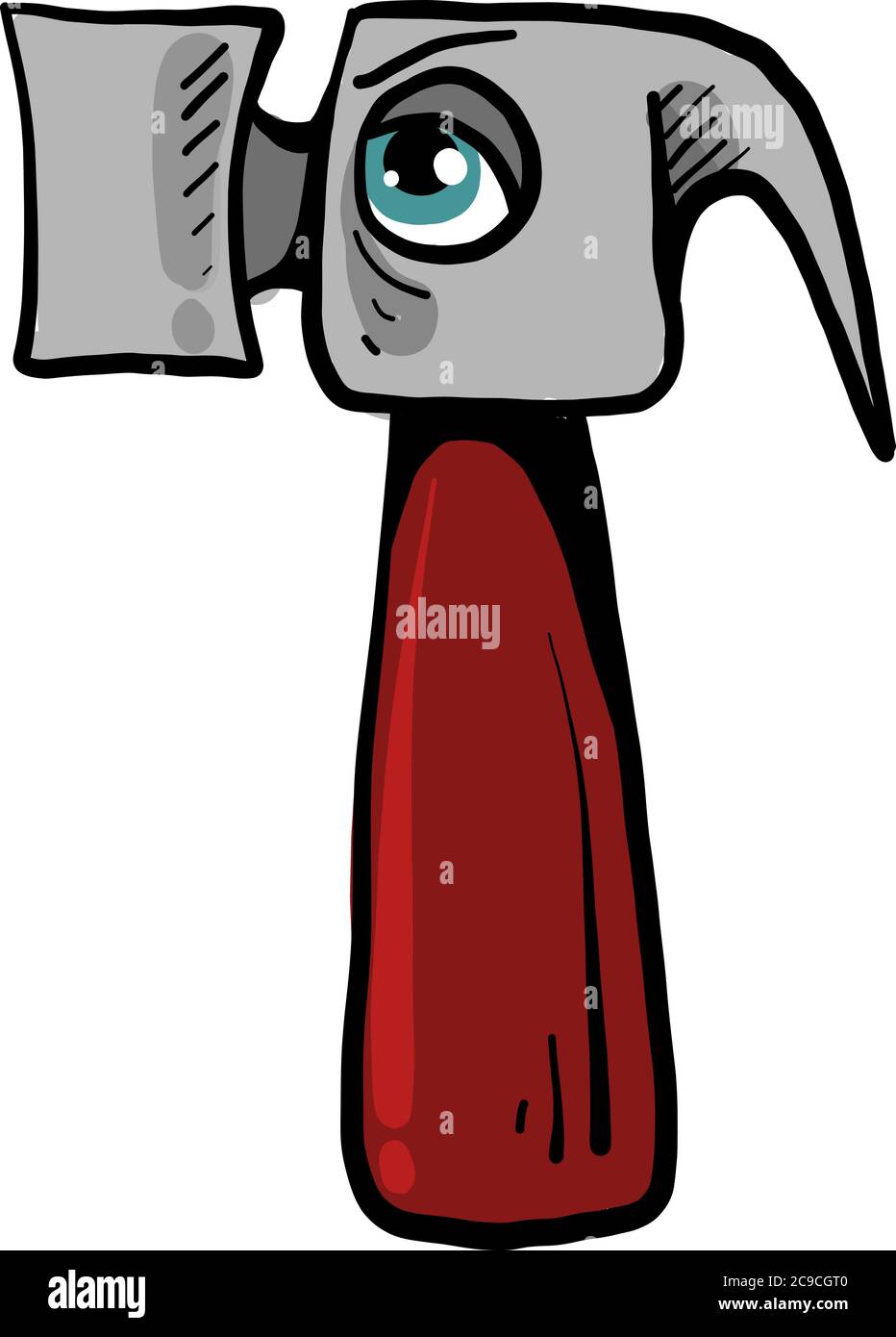 Angry hammer, illustration, vector on white background Stock Vector ...