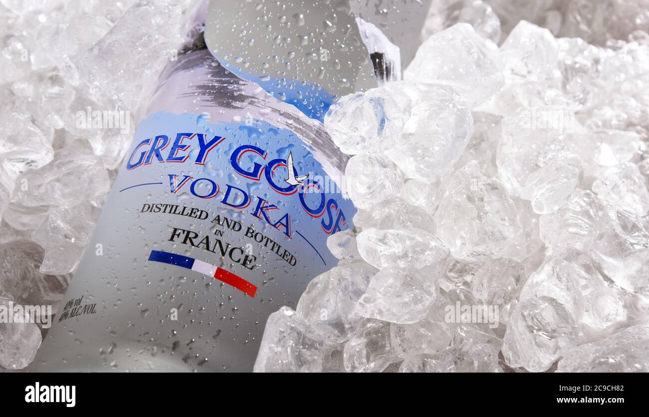 POZNAN, POL - JUL 1, 2020: Bottle of Grey Goose, a brand of French ...