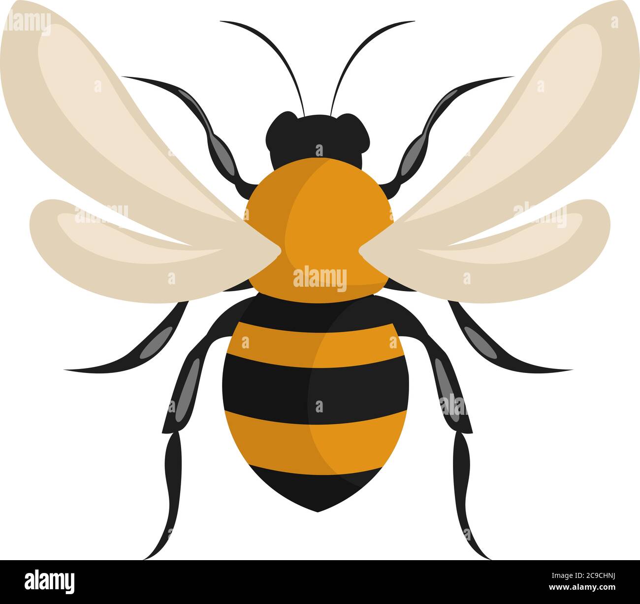 Big bee, illustration, vector on white background Stock Vector Image ...