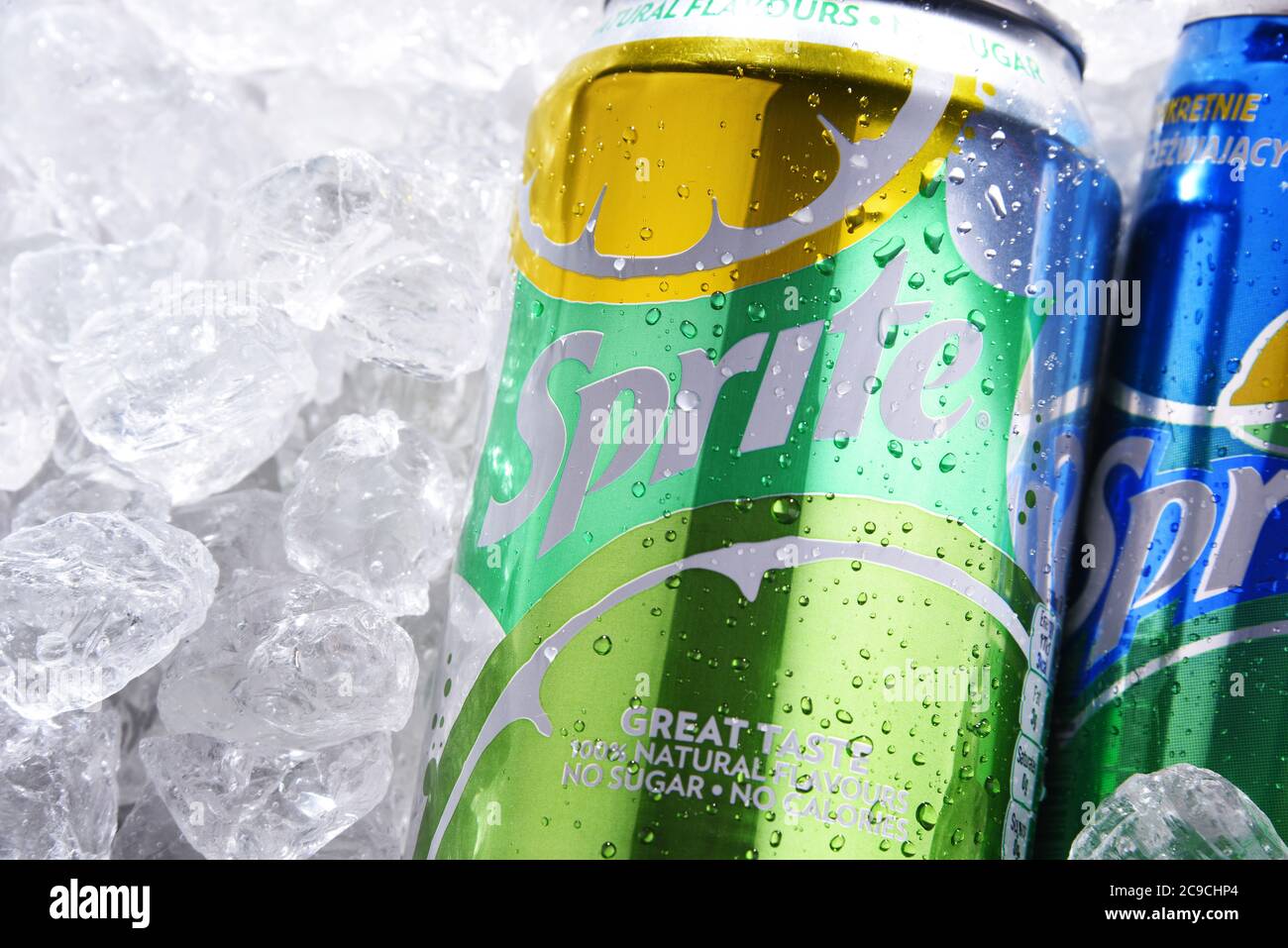 POZNAN, POL - JUL 02, 2020: Can of Sprite, a brand of soft drink ...