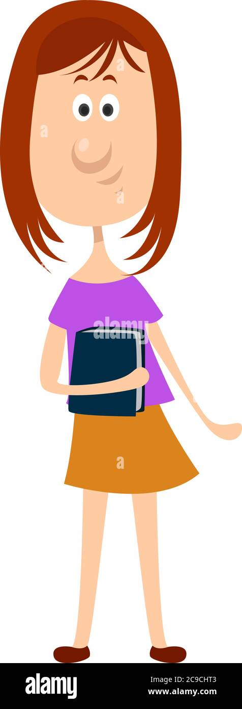 Smart girl, illustration, vector on white background Stock Vector Image ...