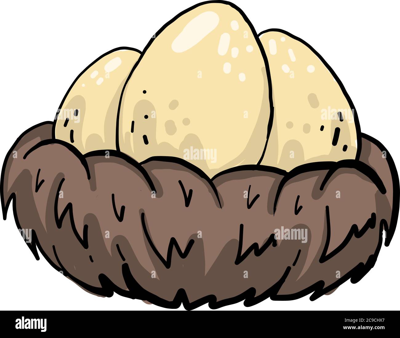 Eggs in a nest, illustration, vector on white background Stock Vector ...