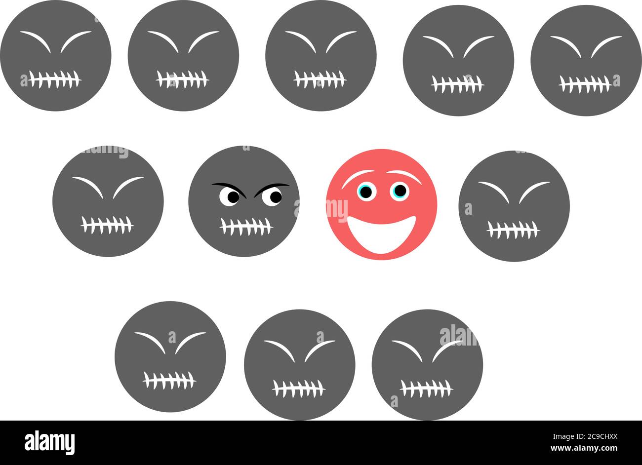 Red smiling smiley, illustration, vector on white background Stock ...