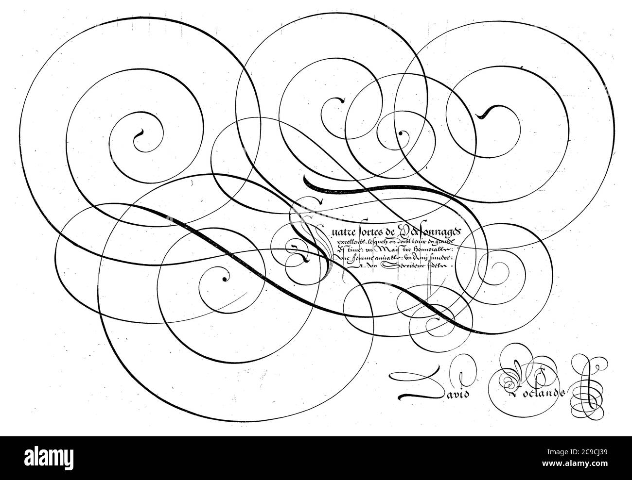 Writing example with five lines of text in French: Quatre sortes de ...