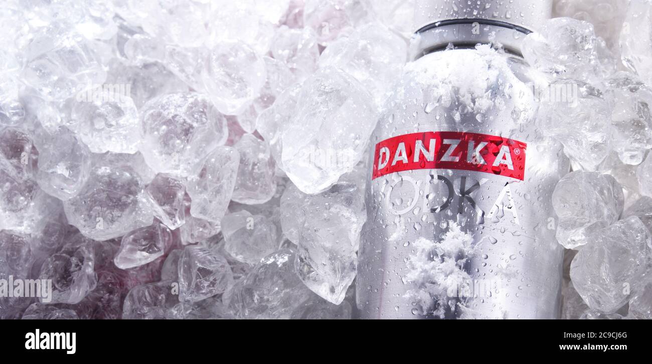 POZNAN, POL - JUN 18, 2020: Bottle of Danzka, a brand of Danish vodka ...