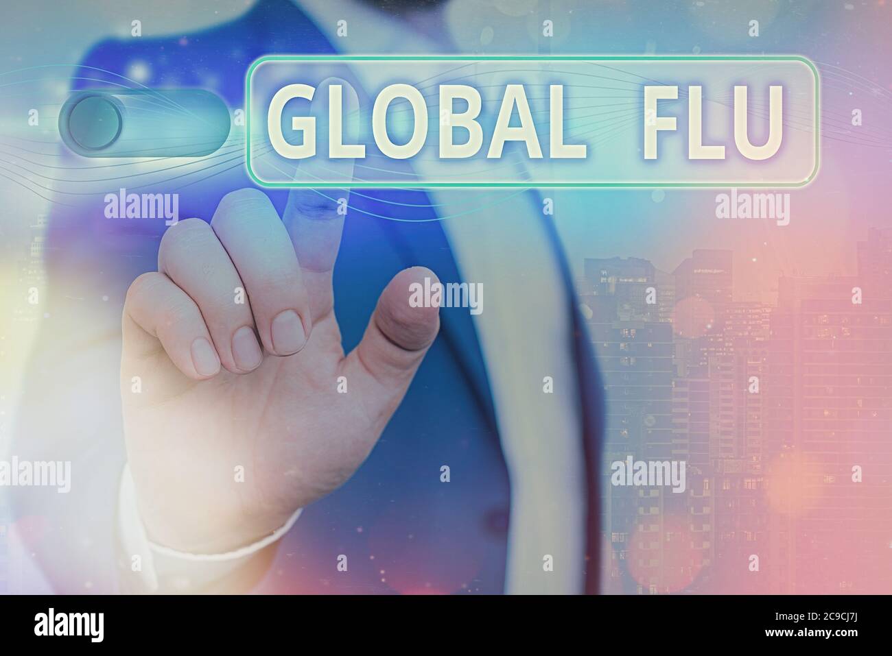Handwriting text Global Flu. Conceptual photo Common communicable ...