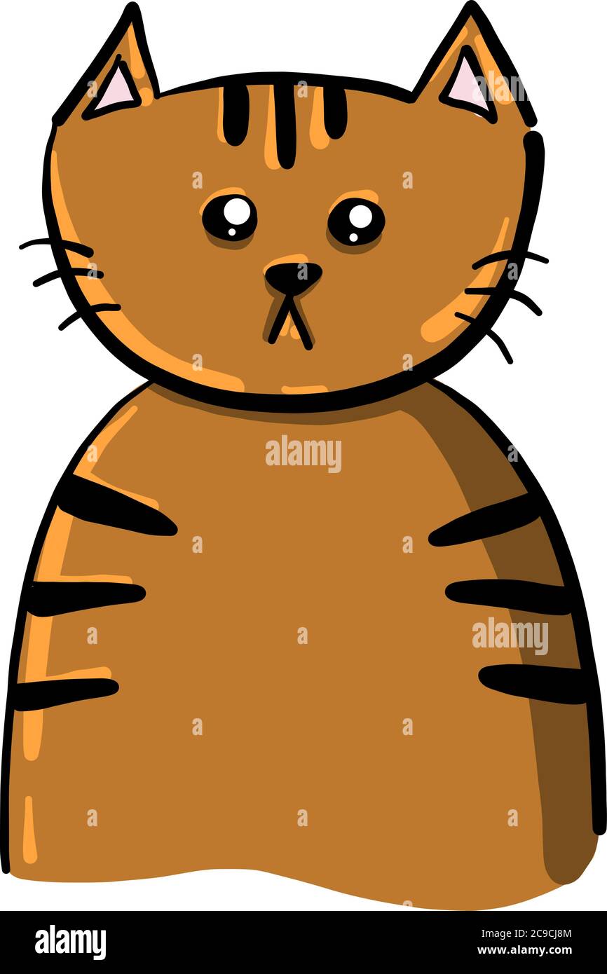 Big brown cat, illustration, vector on white background Stock Vector ...