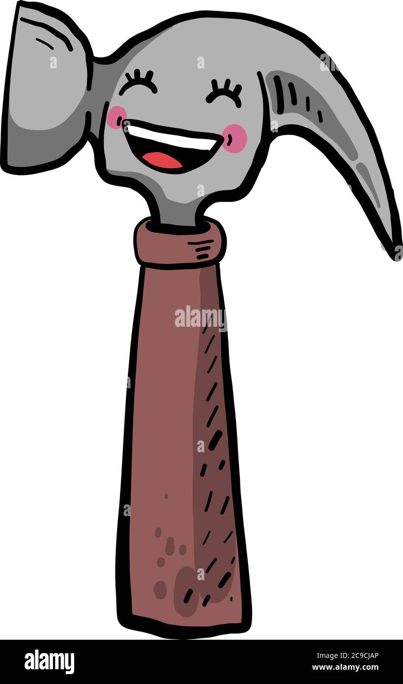 Hammer with a smile, illustration, vector on white background Stock ...