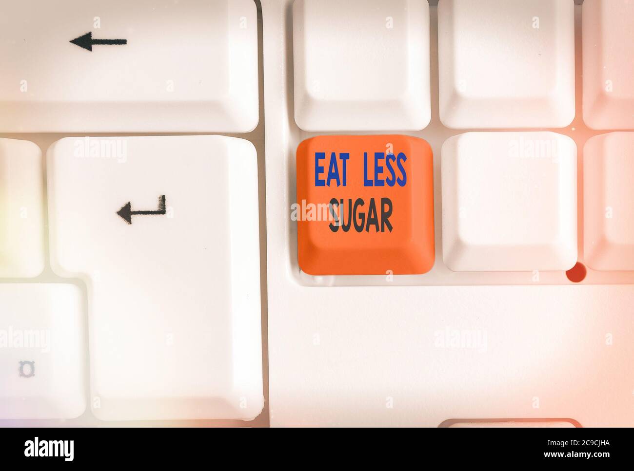 Text sign showing Eat Less Sugar. Business photo showcasing reducing ...