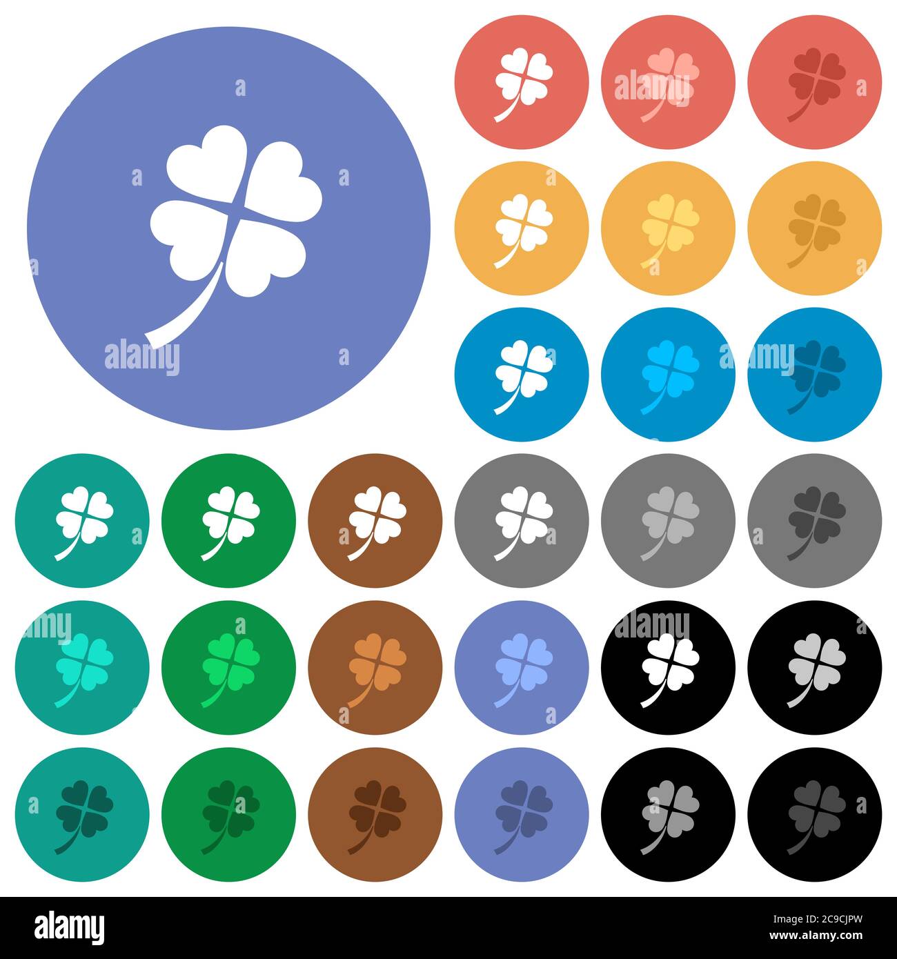 Four leaf clover multi colored flat icons on round backgrounds ...