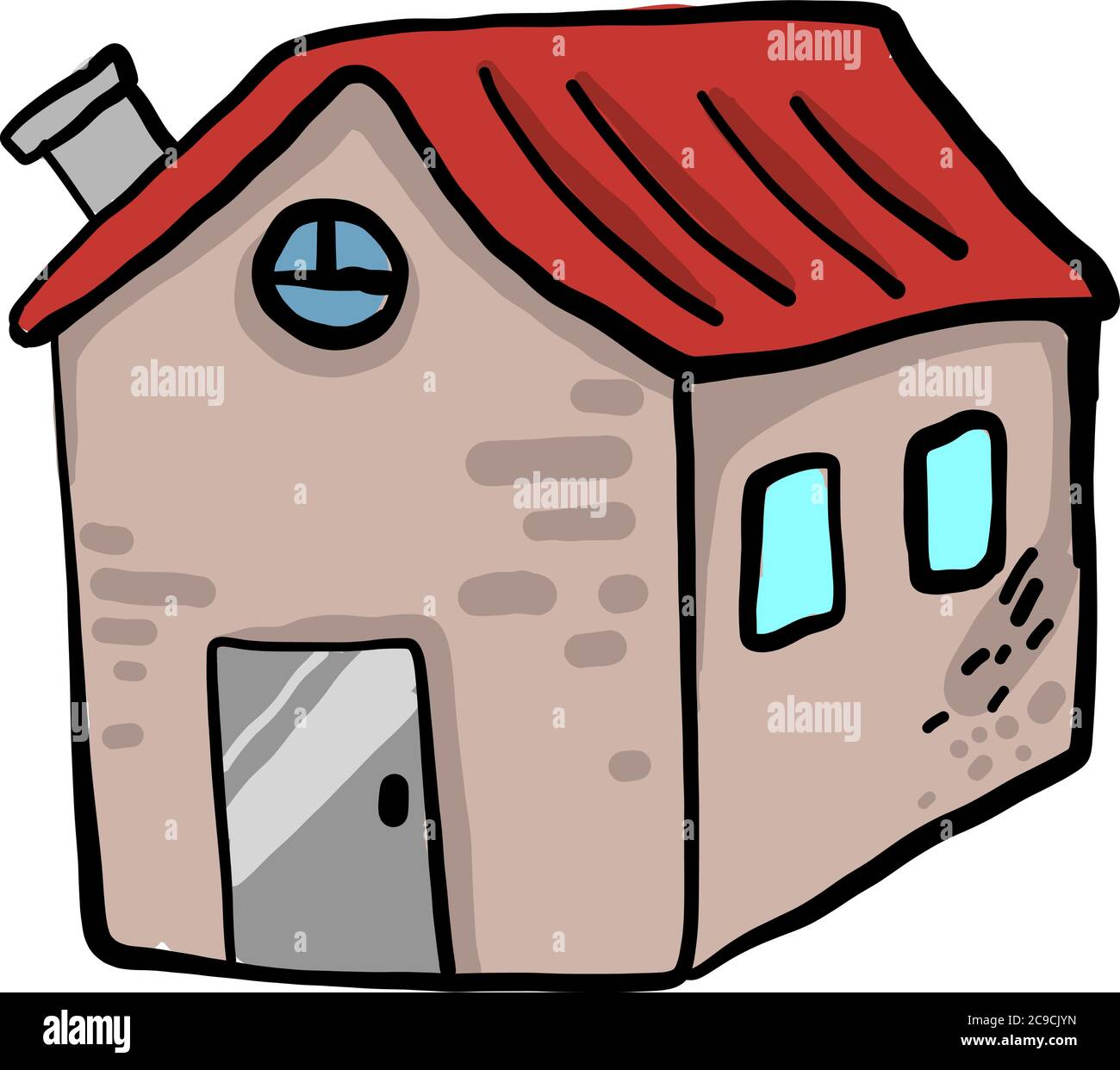 House with a red roof, illustration, vector on white background Stock ...