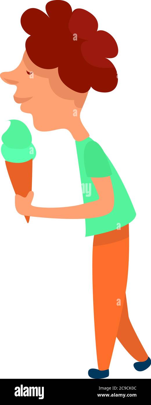 Green ice cream, illustration, vector on white background Stock Vector ...