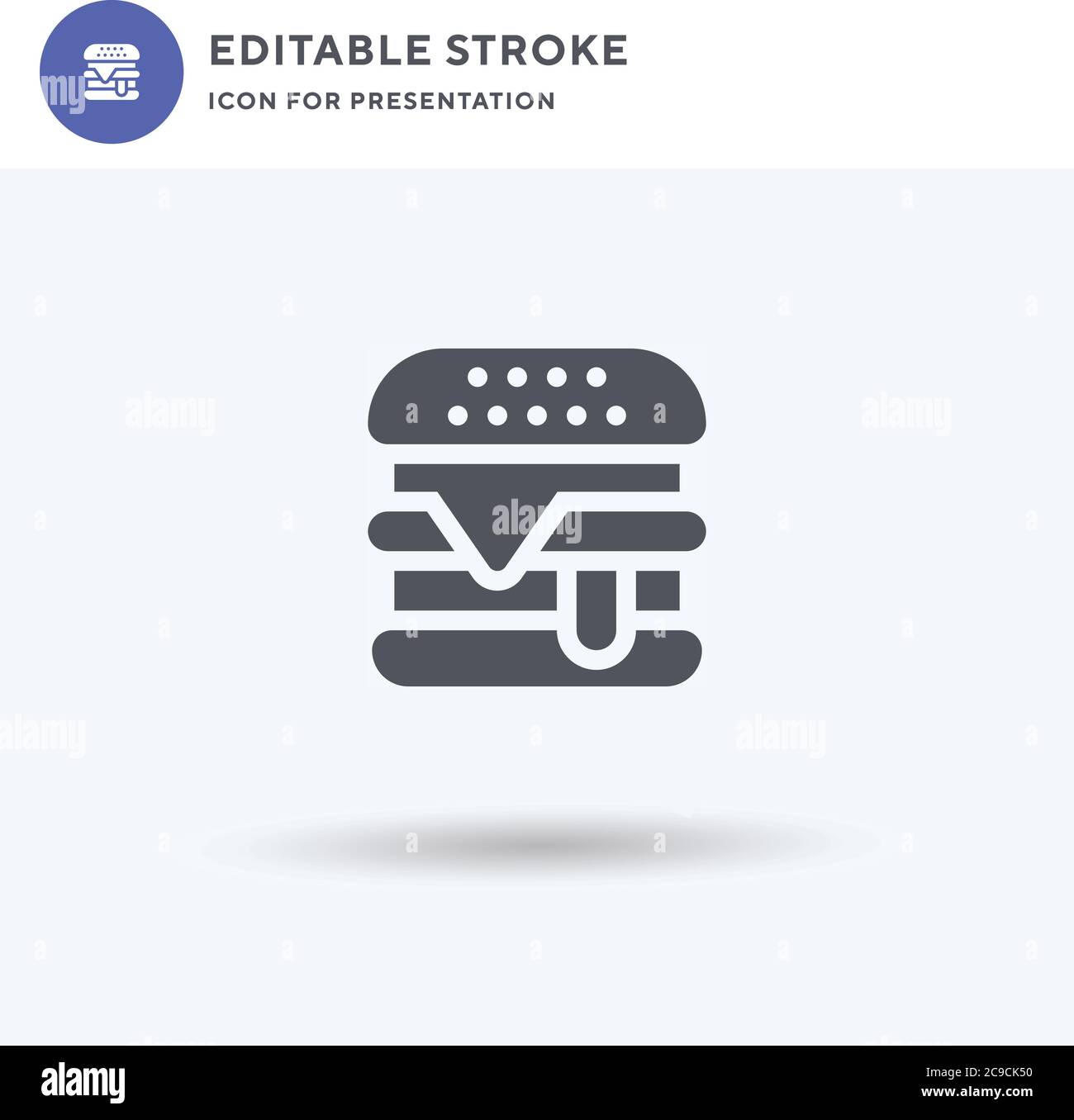 Burger icon vector, filled flat sign, solid pictogram isolated on white ...