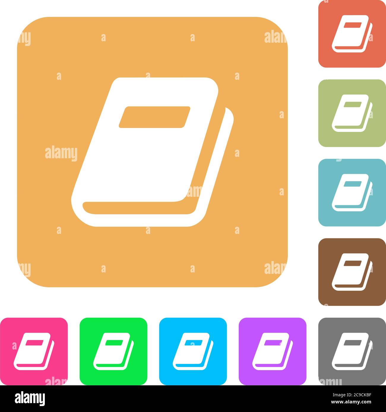 Personal diary flat icons on rounded square vivid color backgrounds ...
