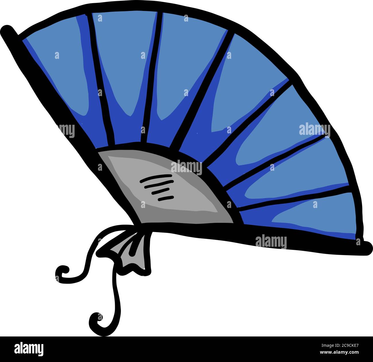 Blue hand fan, illustration, vector on white background Stock Vector ...