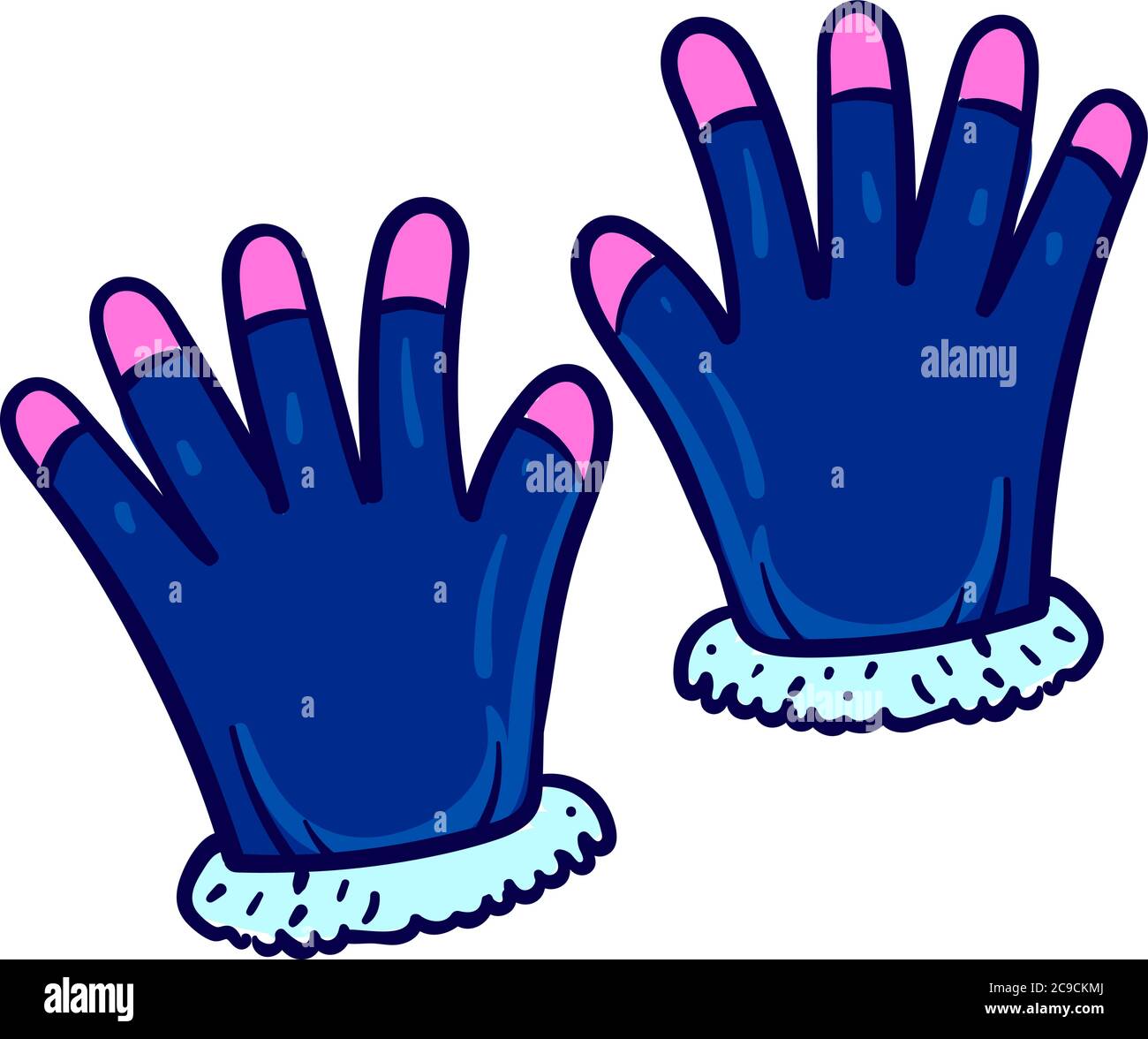 Blue child gloves, illustration, vector on white background Stock ...