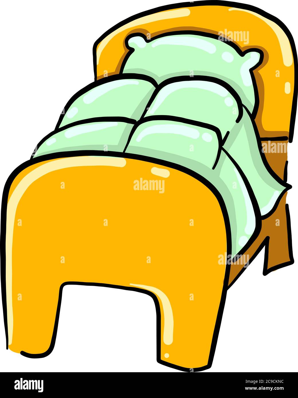 Yellow bed, illustration, vector on white background Stock Vector Image ...