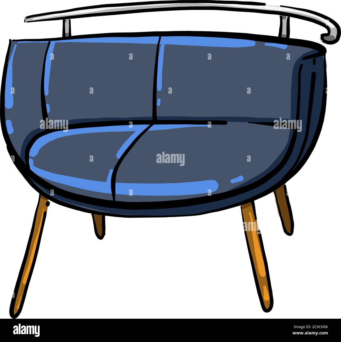 Blue sofa, illustration, vector on white background Stock Vector Image ...