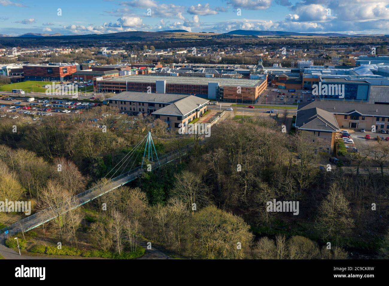 Aerial view of the Livingston shopping centre, Livingston, West lothian ...