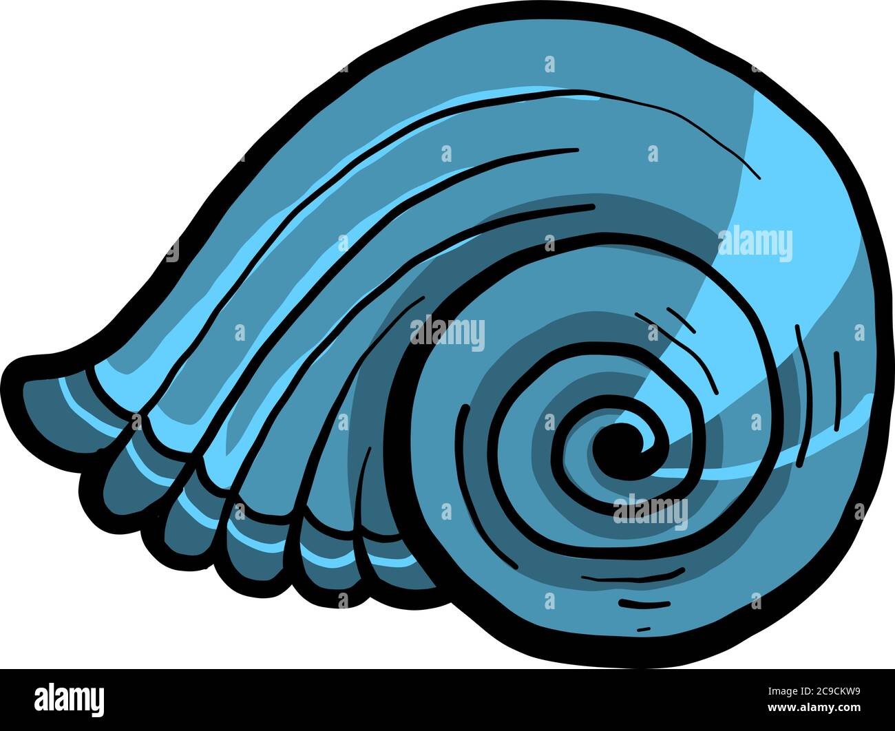 Blue shell, illustration, vector on white background Stock Vector Image ...