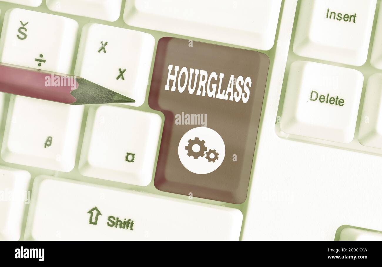 Writing note showing Hourglass. Business concept for instrument for ...