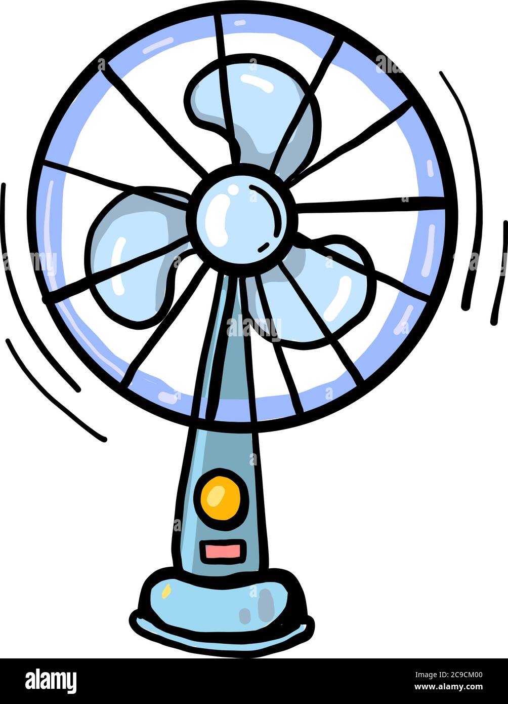 Big blue fan, illustration, vector on white background Stock Vector ...