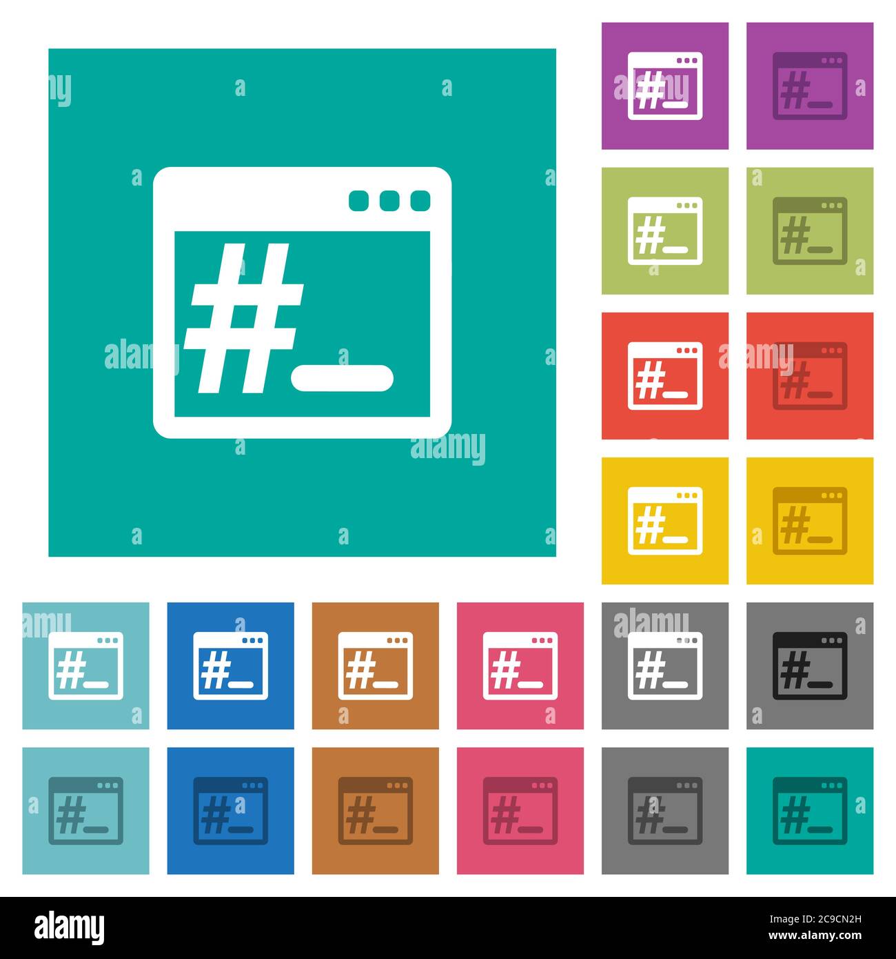 Linux root terminal multi colored flat icons on plain square ...
