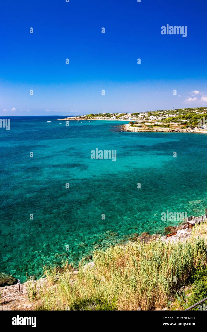 Spectacular view of the Apulian coast in Leuca, in Puglia, Salento ...