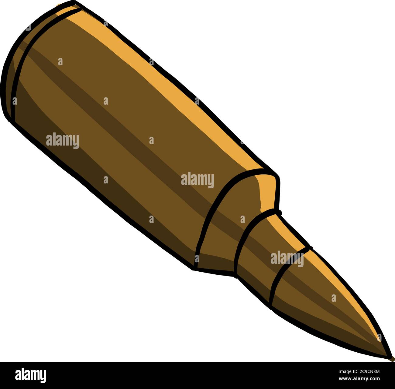 Golden bullet, illustration, vector on white background Stock Vector ...