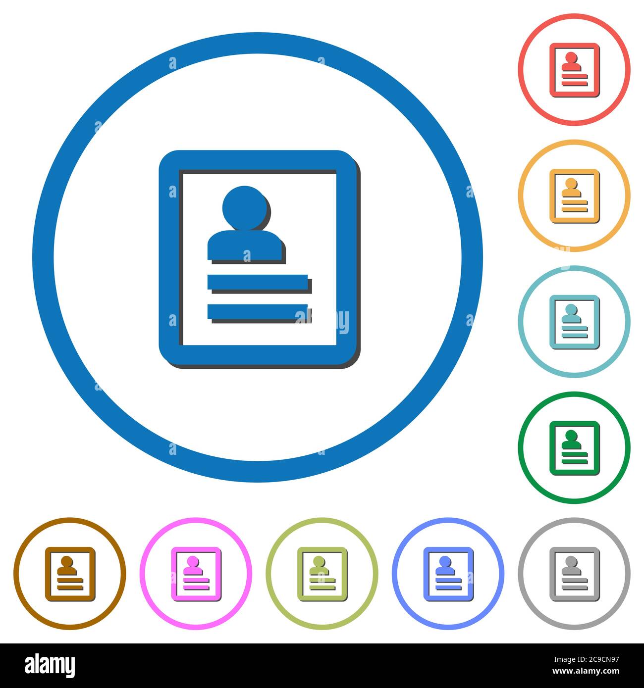 Contacts flat color vector icons with shadows in round outlines on white background Stock Vector ...