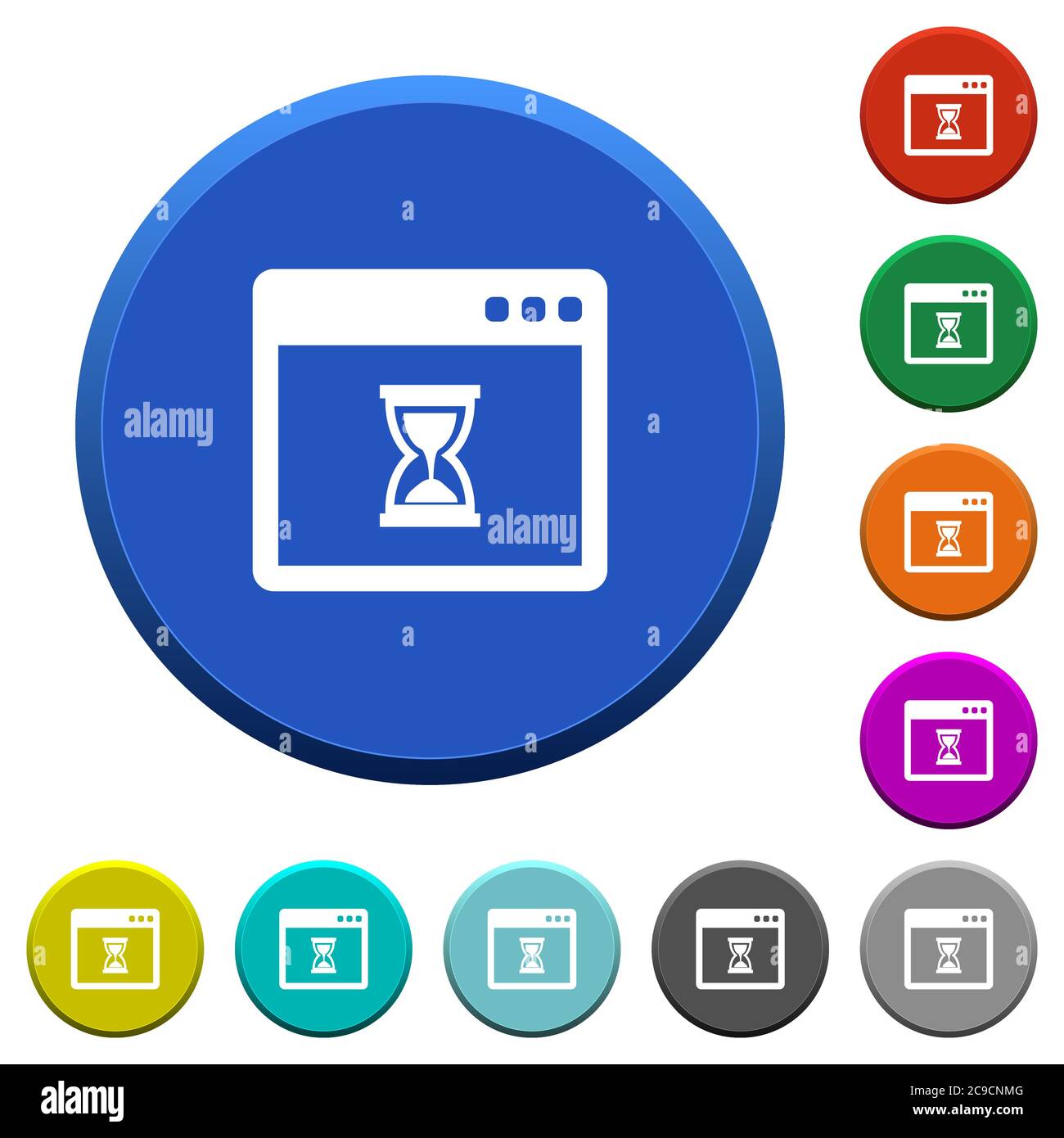 Waiting application round color beveled buttons with smooth surfaces ...