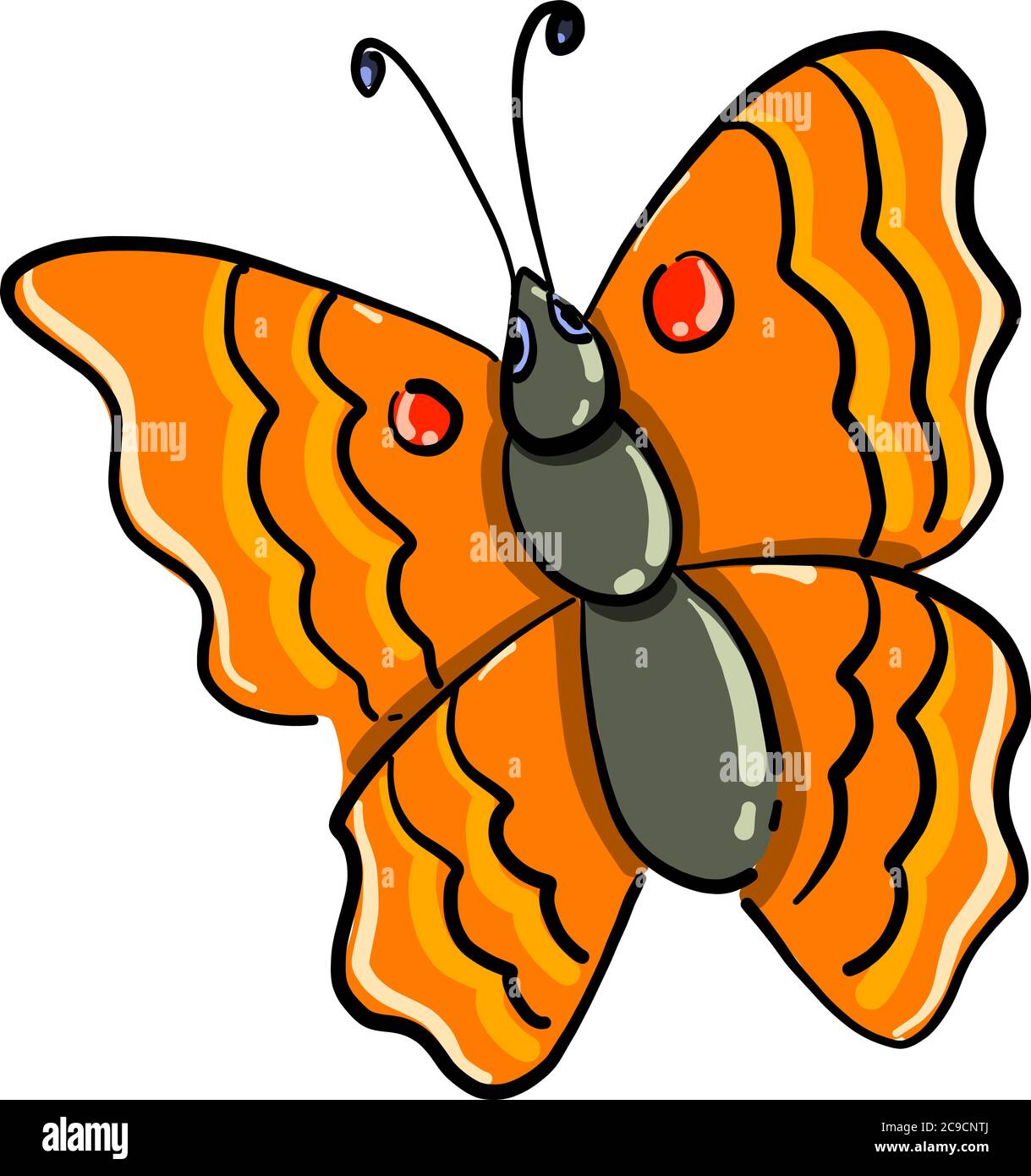 Orange butterfly, illustration, vector on white background Stock Vector ...