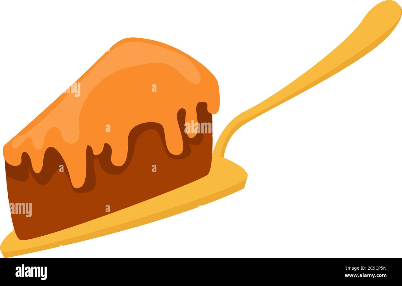Golden cake lifter, illustration, vector on white background Stock ...