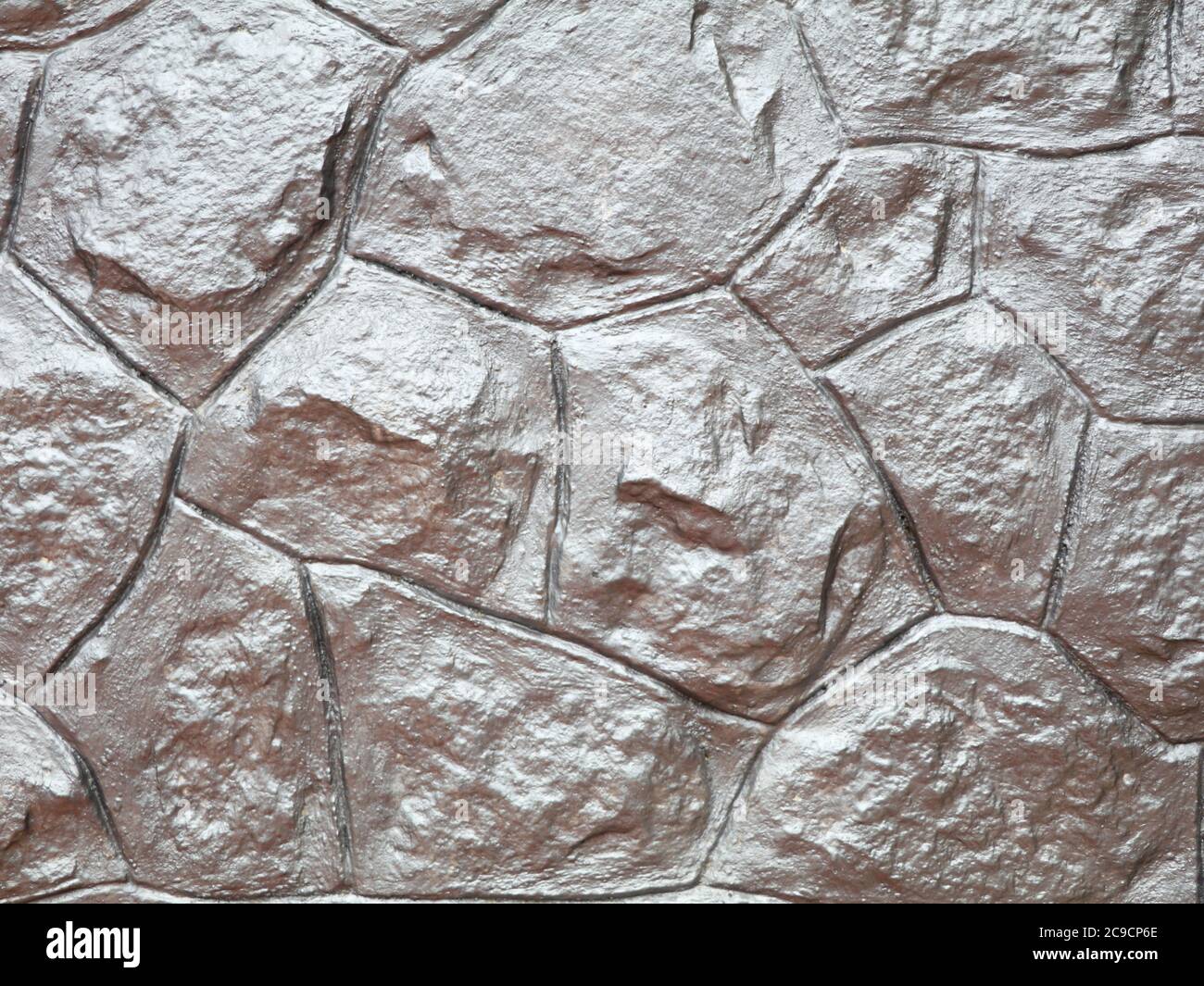 Old stone wall with metallic silver paint as texture, background Stock ...