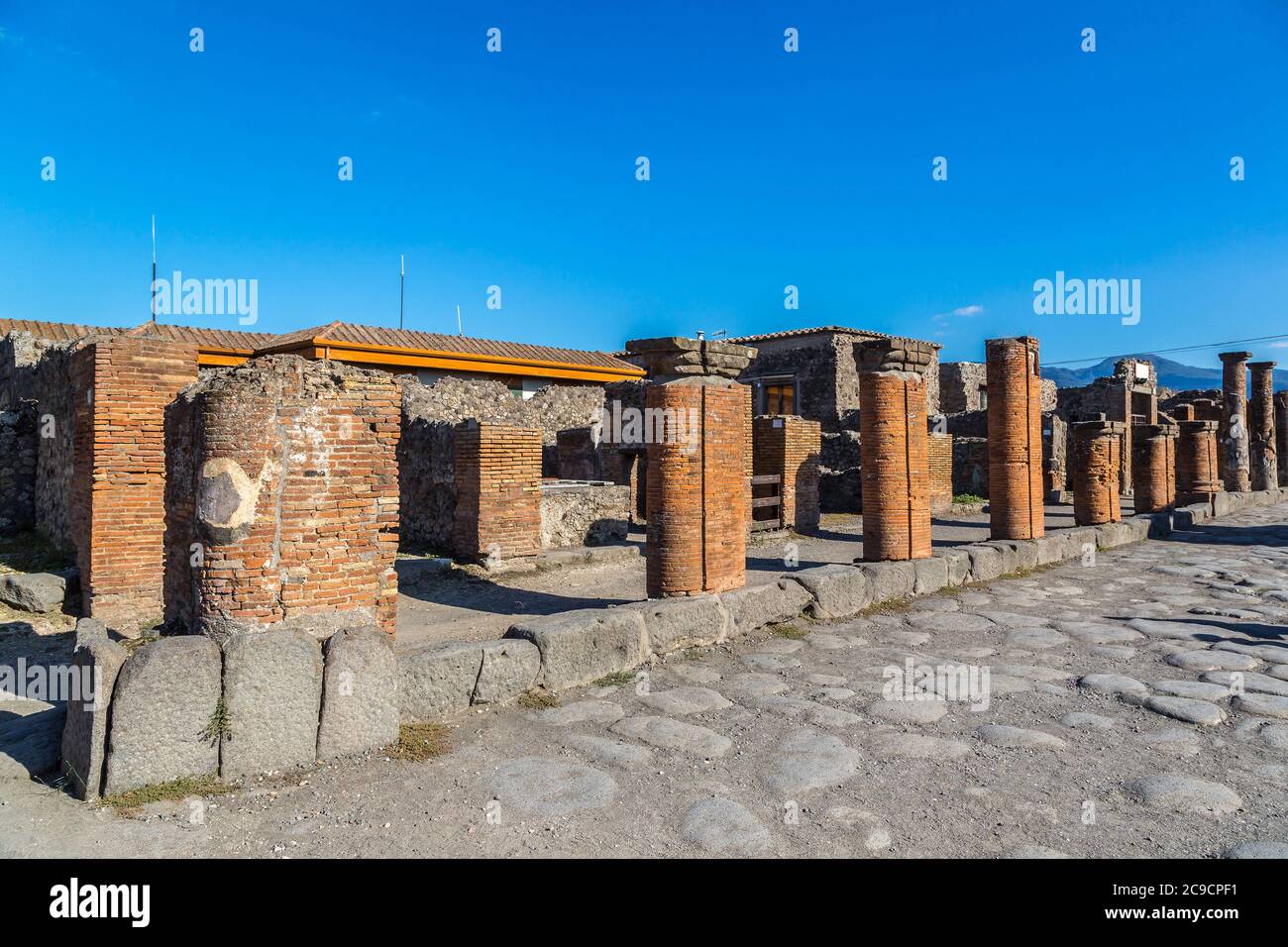 Pompeii city destroyed in 79BC by the eruption of Mount Vesuvius Stock ...