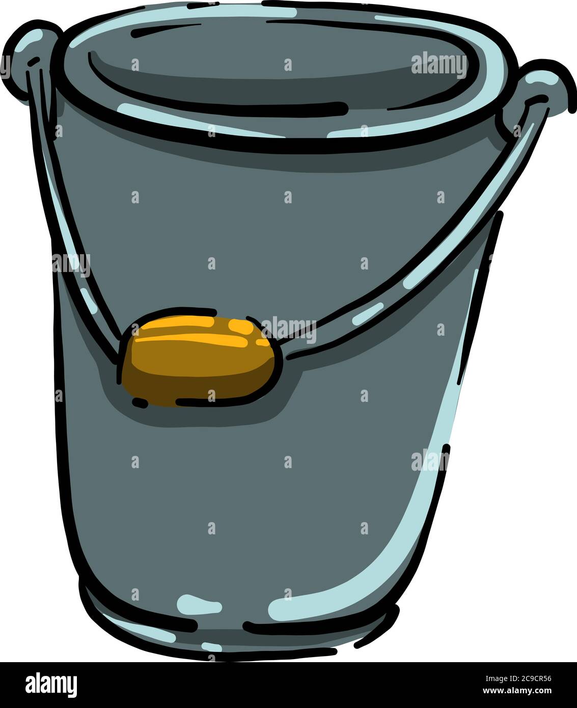 Silver bucket, illustration, vector on white background Stock Vector ...